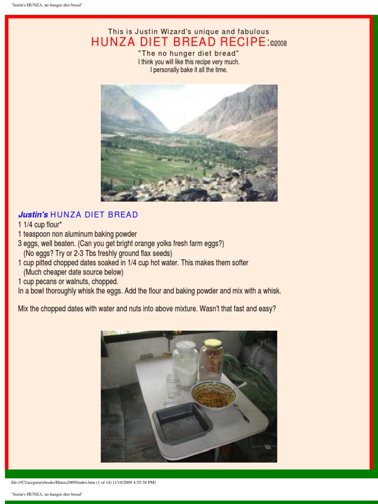 Hunza Diet Bread | Download Free PDF | Breads | Vegetables