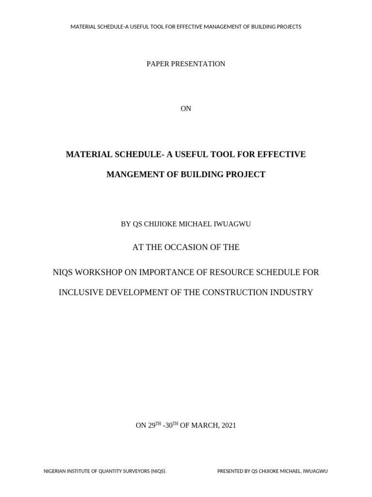 Effective Material Scheduling in Construction | PDF | Concrete | Mortar ...