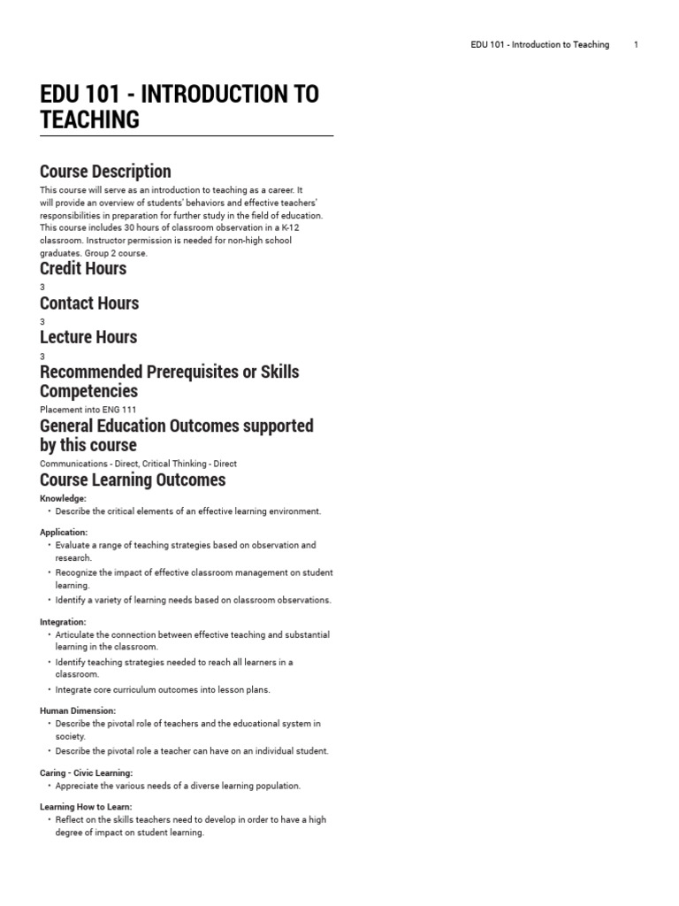 Edu 101 | PDF