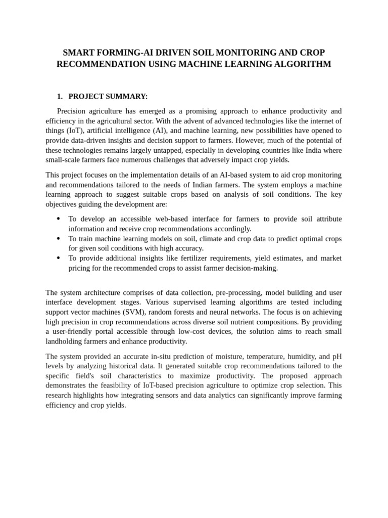 AI DRIVEN SOIL MONITORING AND CROP RECOMMENDATION USING MACHINE ...