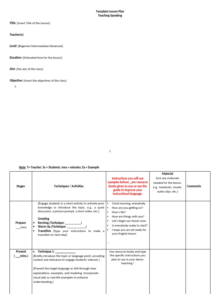 Template - Sample Lesson Plan | PDF | Lesson Plan | Teaching
