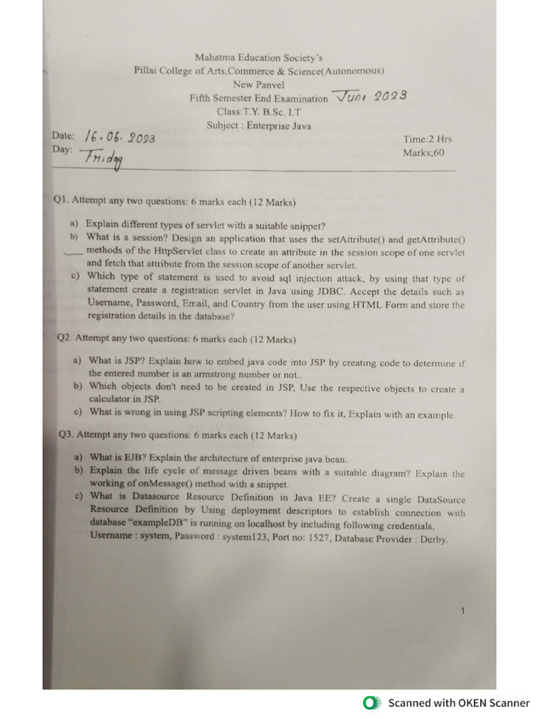 TYIT Question Paper Sem 5 | PDF