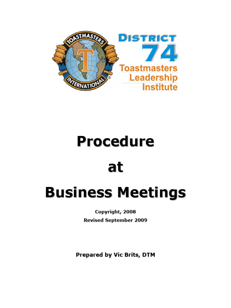 Meeting Procedures Booklet | PDF | Government | Parliamentary Procedure