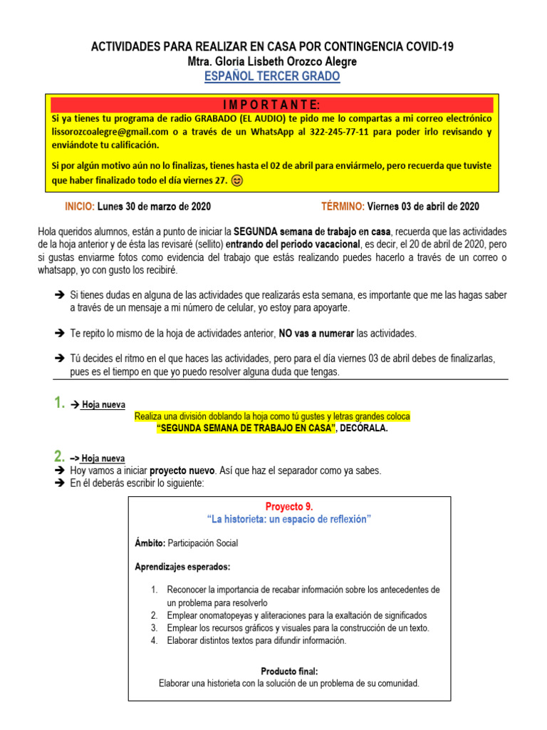 Actividades para el Tercer Bimestre | PDF | Cómics