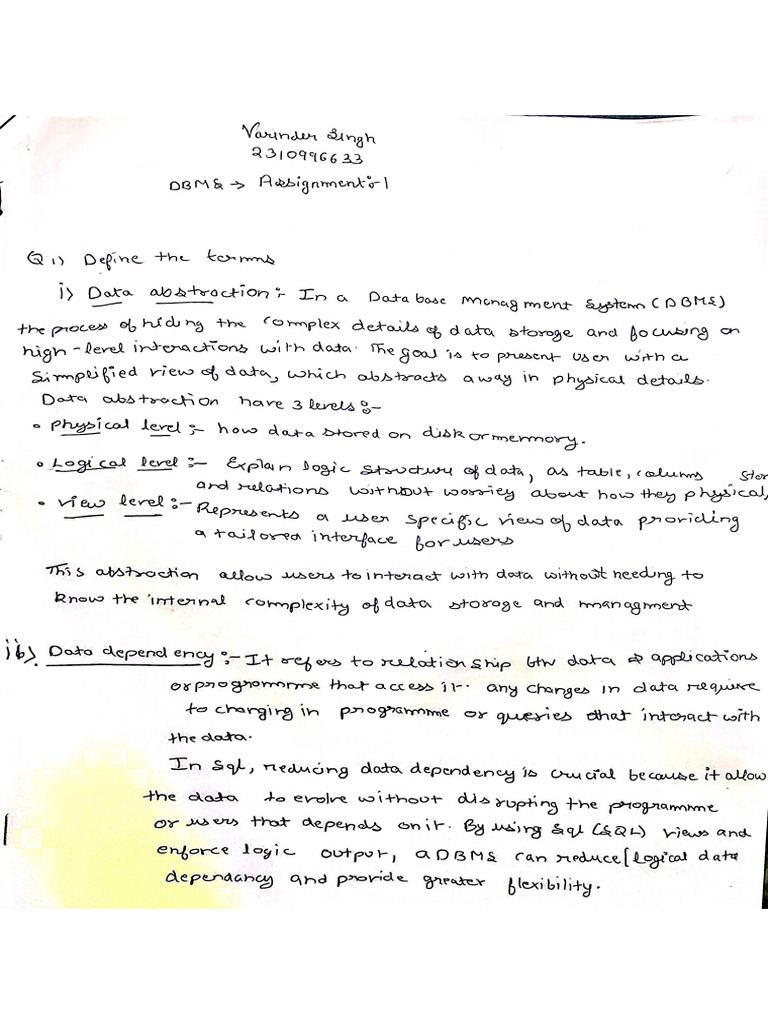 dbms assignment 1 | PDF