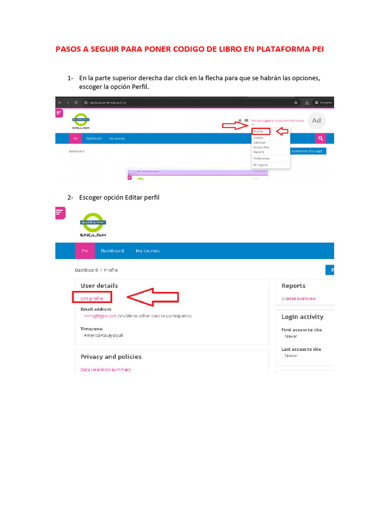 Manual Ingresar Codigo Libro Plataforma | PDF