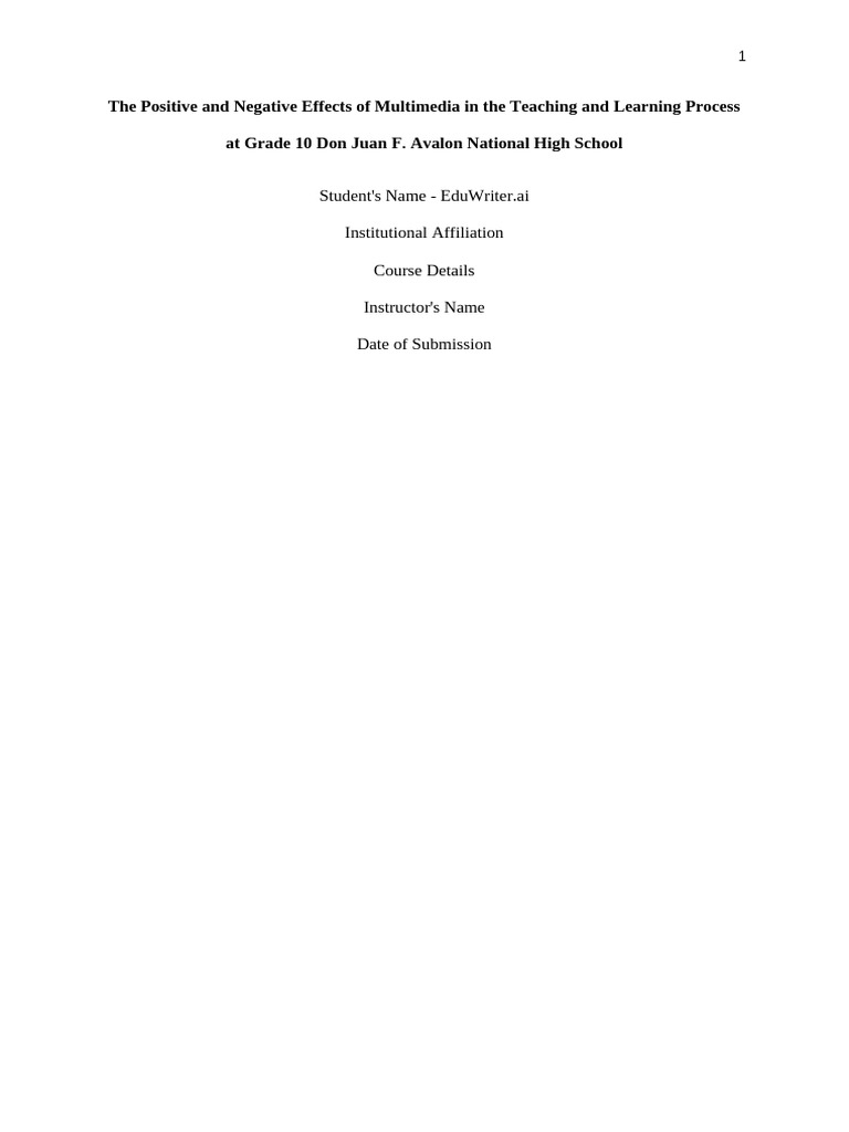 The Positive and Negative Effect of Multimedia in Teaching and Learning ...