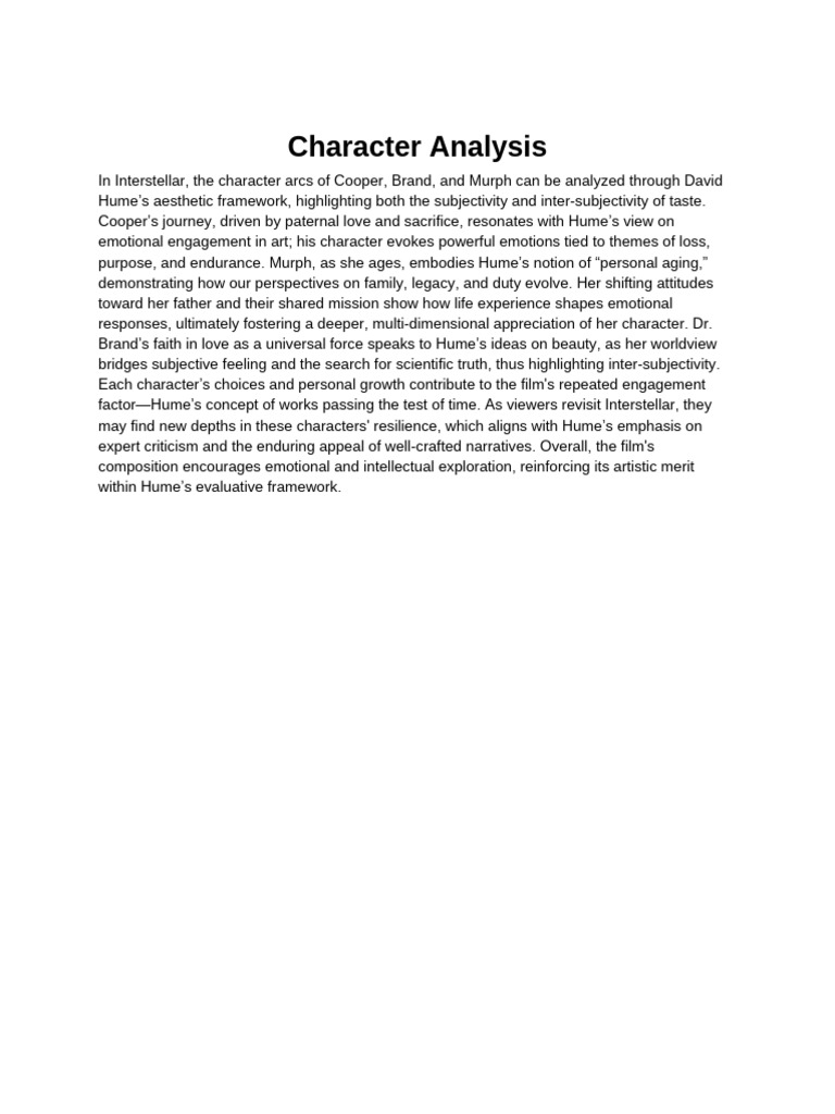 Interstellar Character Analysis via Hume | PDF
