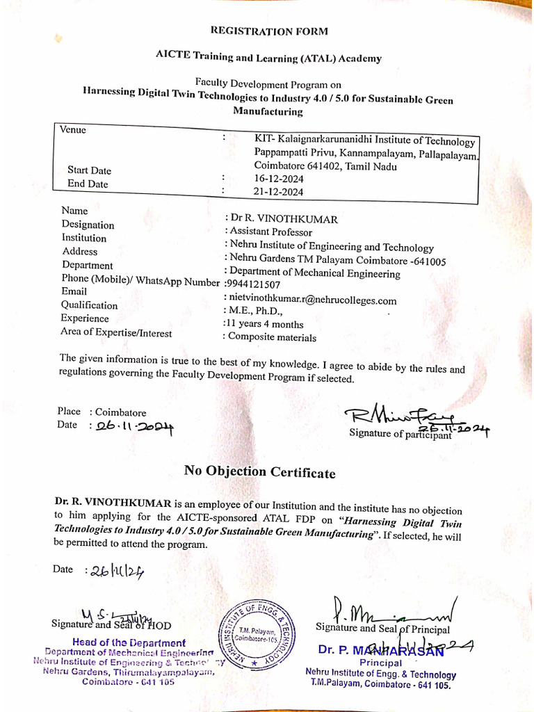 ATAL FDTP - KIT Online NOC | PDF
