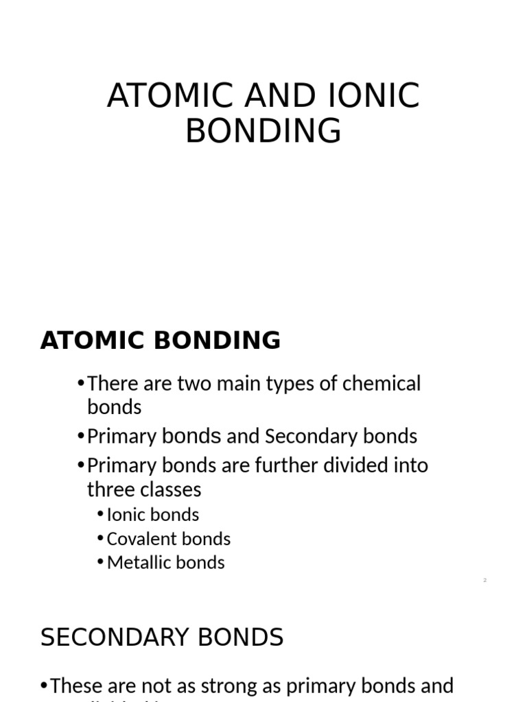 2023 2 Atomic and Ionic Bonding and Crystalstructure Lecture3 4 1 | PDF | Chemical Bond ...
