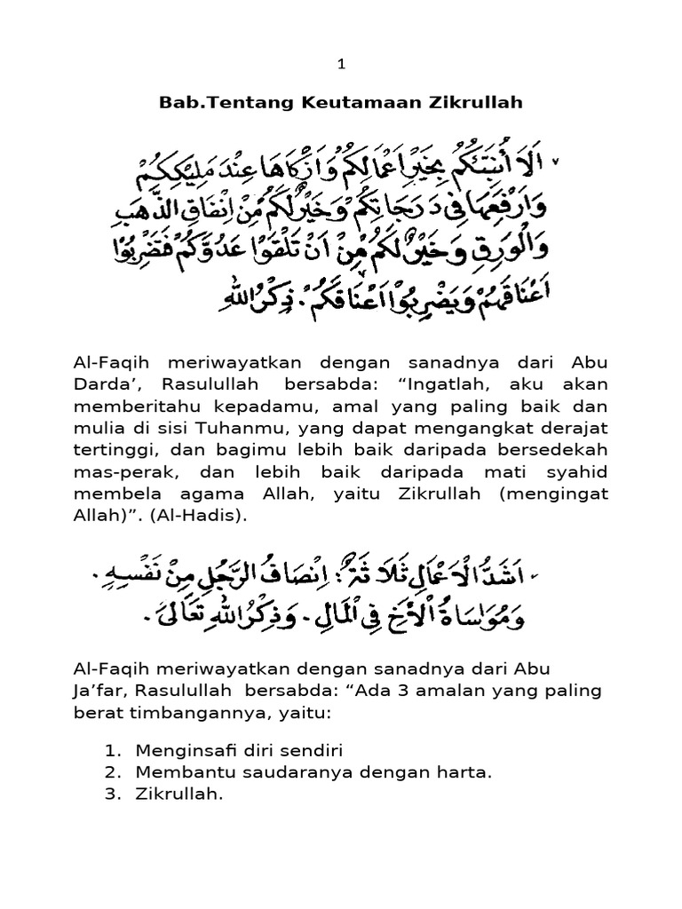 Tentang Keutamaan Zikrullah | PDF