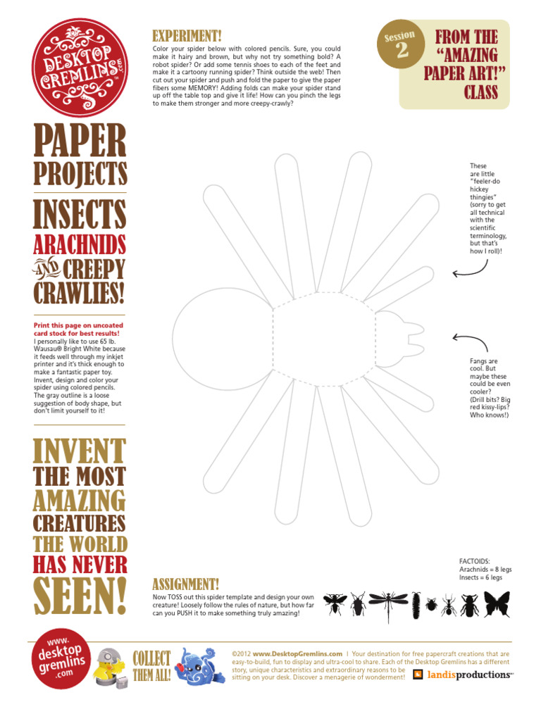 Blog Paper Toy Papertoy Arachnids Template | PDF | Spider | Office ...