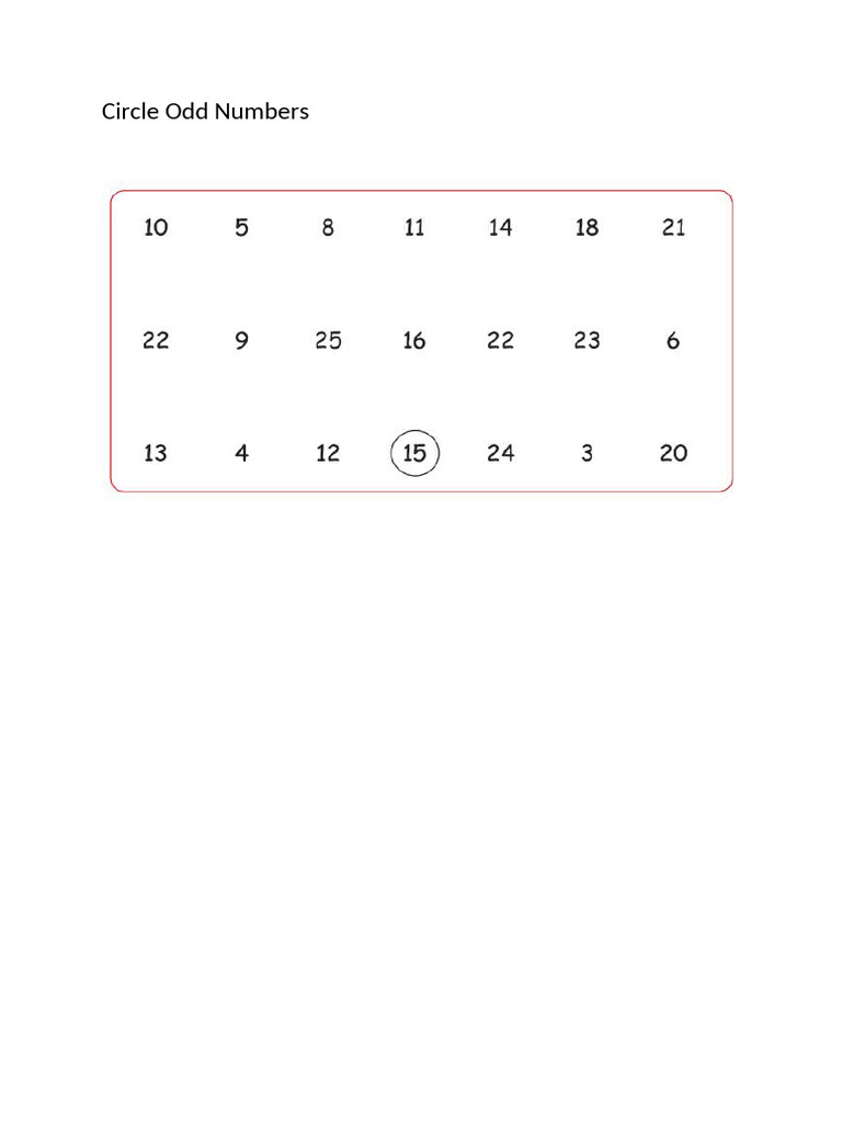 Circle Odd Numbers | PDF