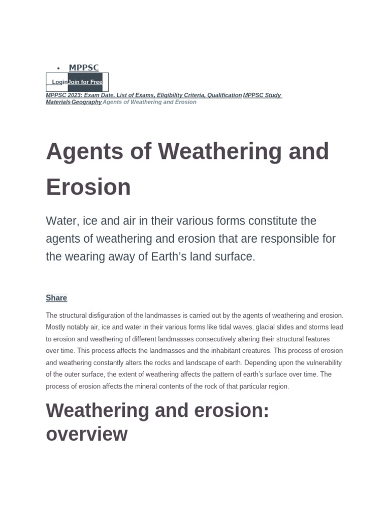 Agents of Weathering | PDF | Weathering | Erosion