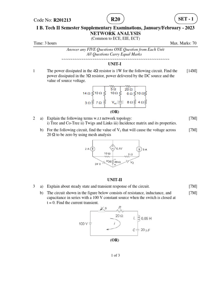 Network Analysis Jan 2023 | PDF | Electrical Network | Inductance