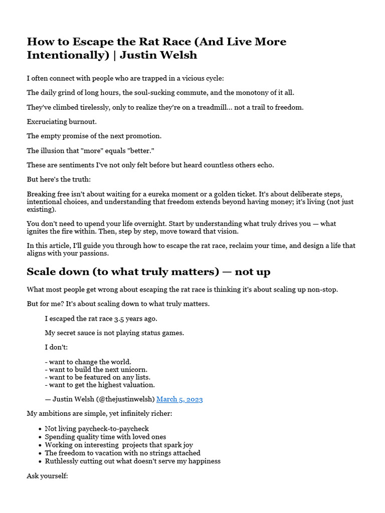 Escape the Rat Race: A Step-by-Step Guide | PDF | Investing | Brand