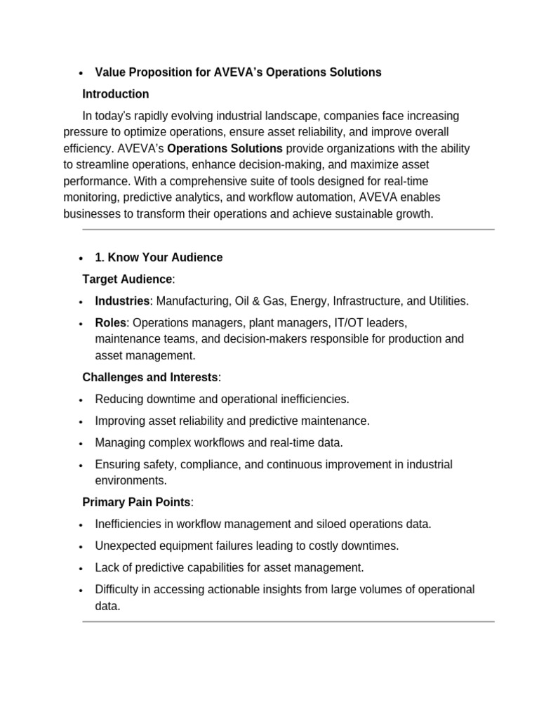 Value Proposition For AVEVA | PDF | Reliability Engineering | Automation