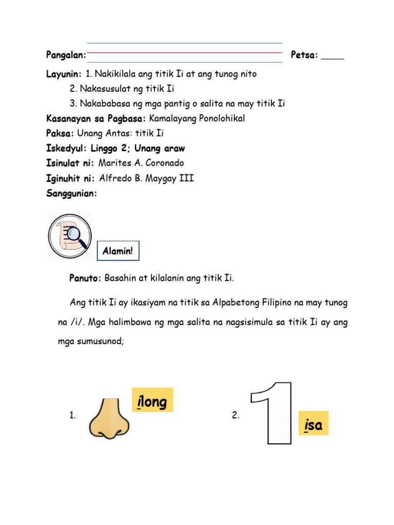 W2-Fil Reading Worksheet | PDF