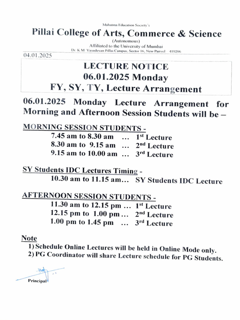 06.01.2025 Lecture Notice | PDF