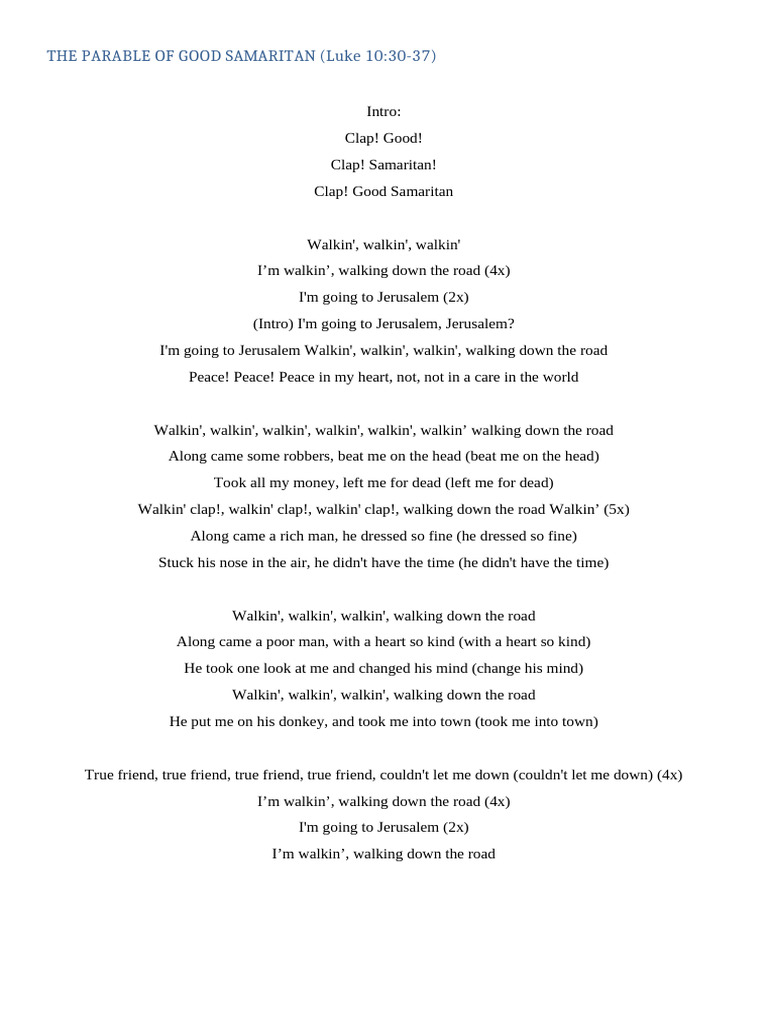 Good Samaritan Parable Summary | PDF