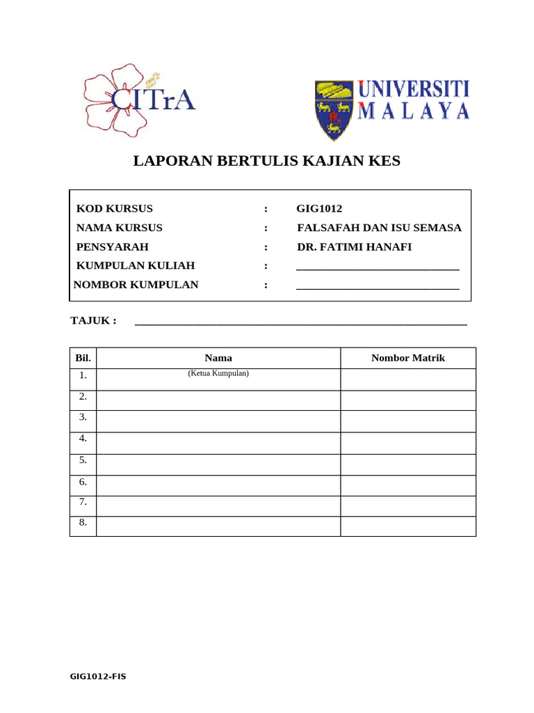 Template Laporan Kajian Kes | PDF