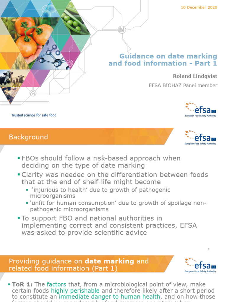 EFSA Guidance On Date Marking and Food Inormation - Part 1 | PDF ...