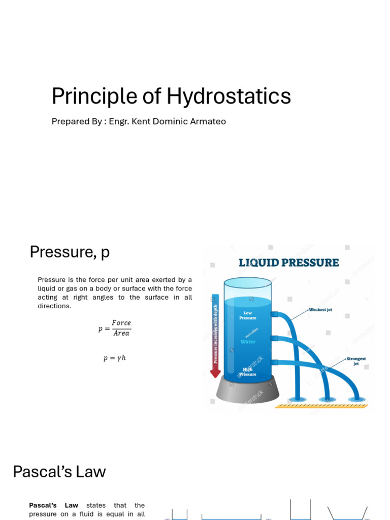 Principles of Hydrostatics | PDF | Pressure | Pressure Measurement