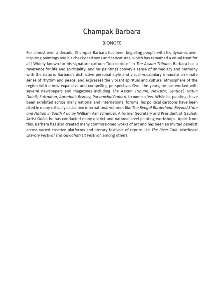 Biodata- Champak Barbara | PDF