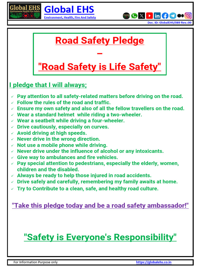 Road Safety Pledge Global EHS 089 Word | PDF