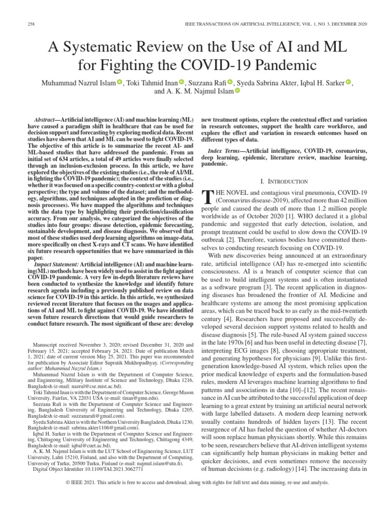 A Systematic - Review - On - The - Use - of - AI - and - ML - For - Fighting - The - COVID-19 ...