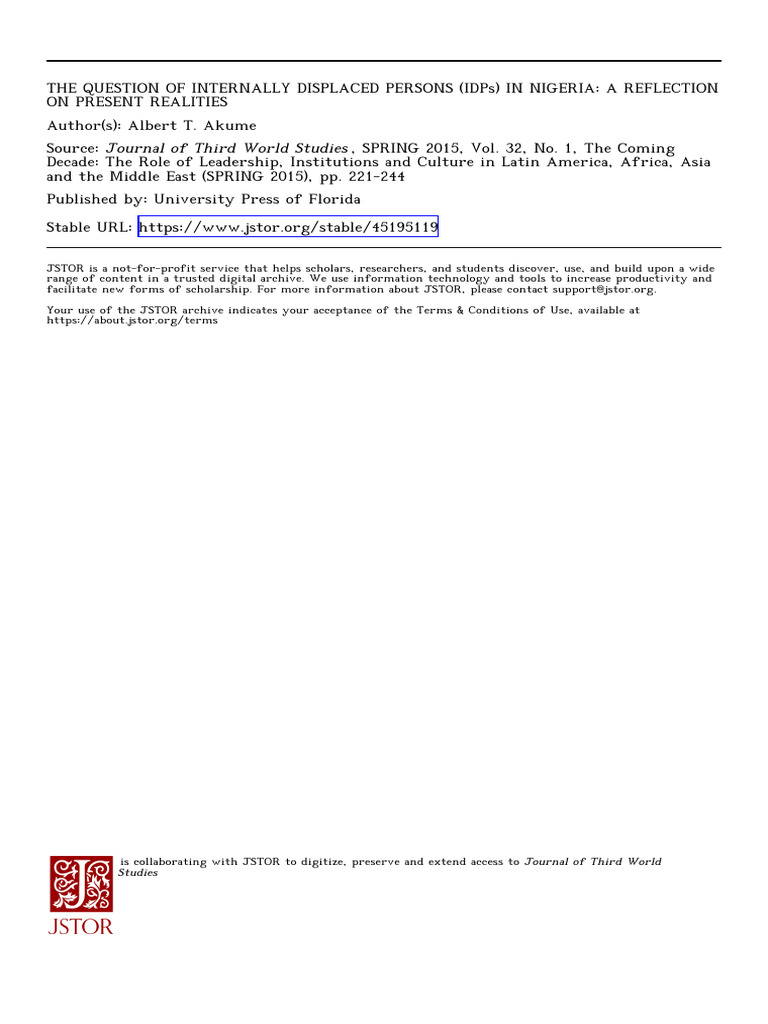 IDP Challenges and Solutions in Nigeria | PDF | Internally Displaced ...