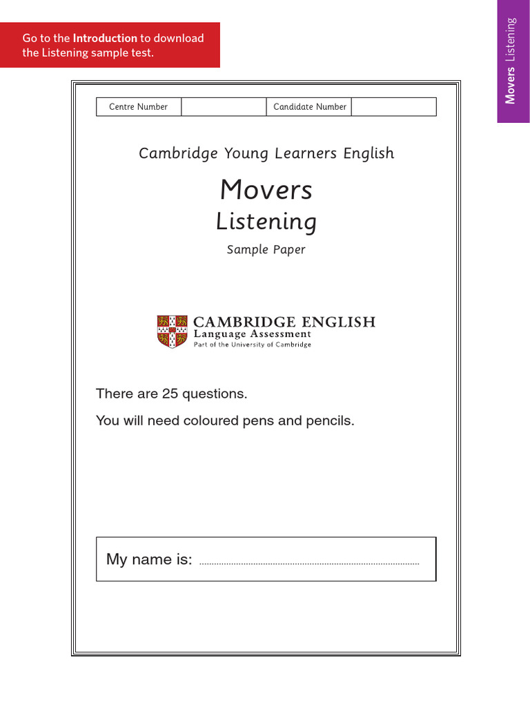 Movers Listening Sample Test 1 | PDF