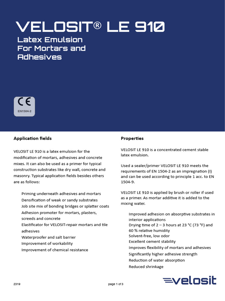 TDS_LE_910_EN_2319 | PDF | Adhesive | Concrete