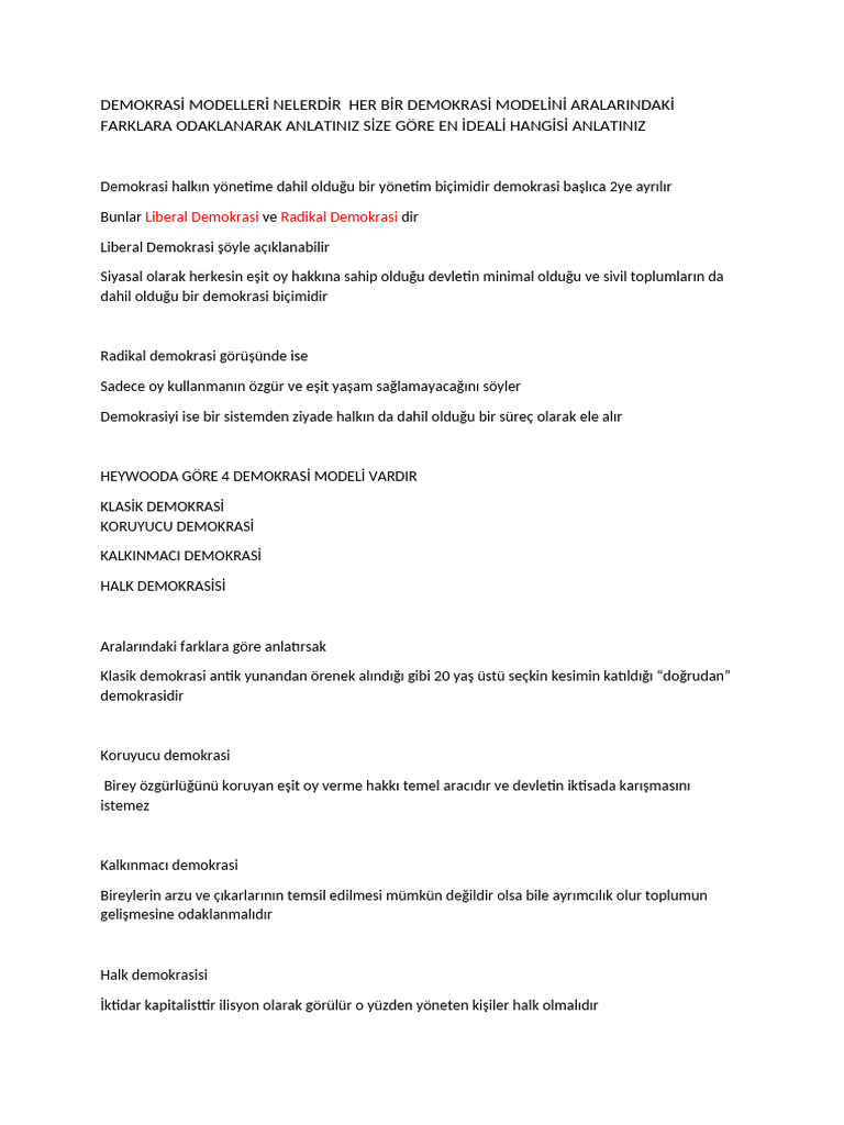 Siyaset Bilimi Final Not | PDF