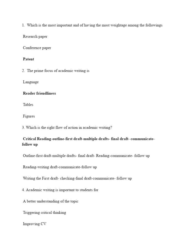 Academic Writing MCQ With Answers | PDF | Creative Commons License ...