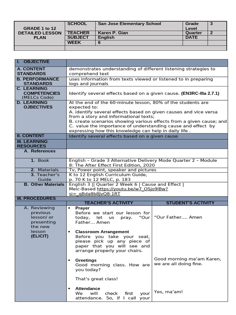 GIAN - 7es Lesson Plan ENGLISH | PDF | Teachers | Cognition