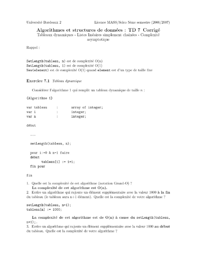Algorithmes et structures de données _ TD 7 Corrigé | PDF