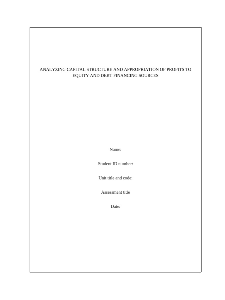 Analyzing Capital Structure and Appropriation of Profits To Equity and ...