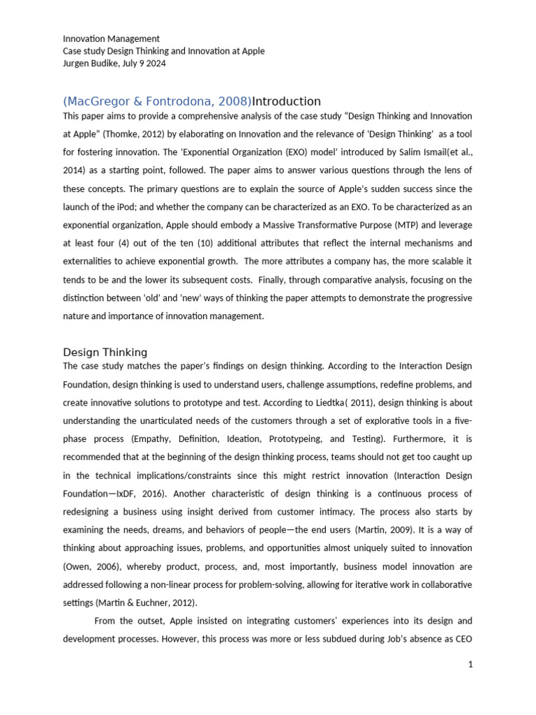 Apple’s Design Thinking for Innovation | PDF | Apple Inc. | Innovation
