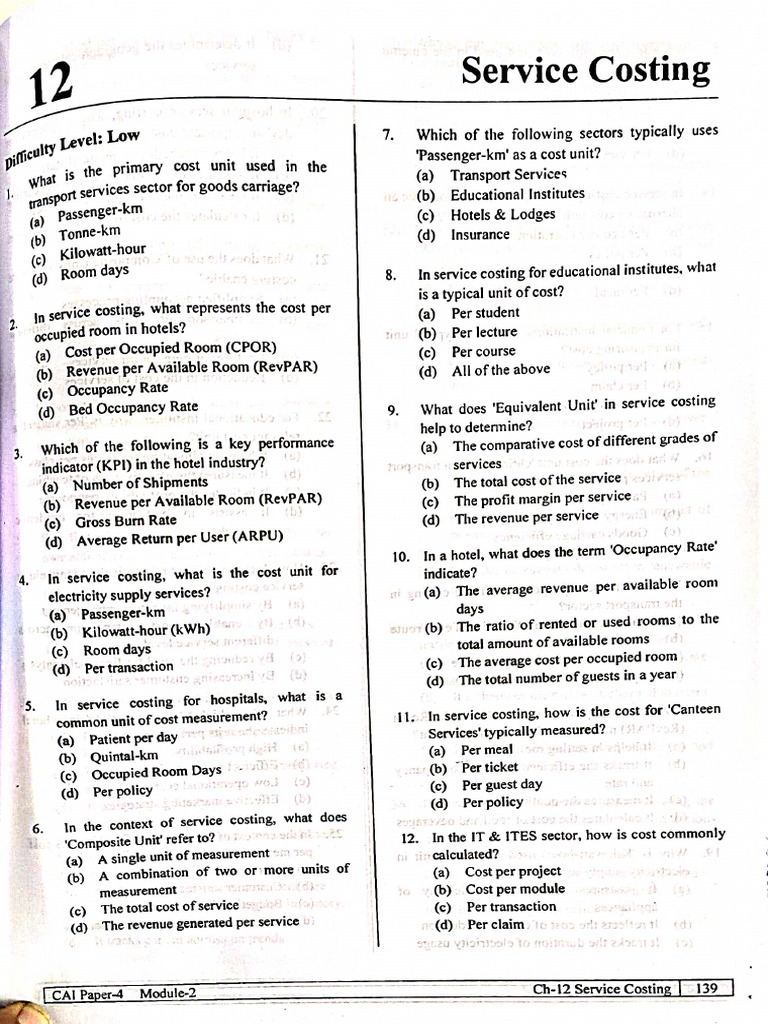 Chapter - 12 Service Costing | PDF