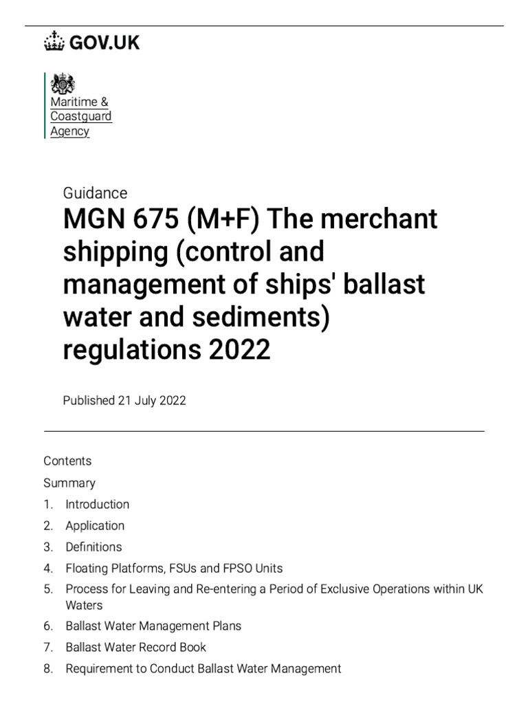 MGN 675 (M+F) the Merchant Shipping (Control and Management of Ships ...