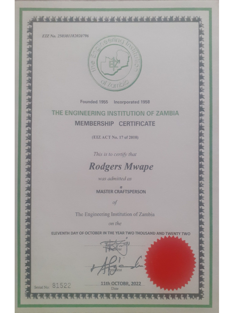 EIZ Certificate | PDF