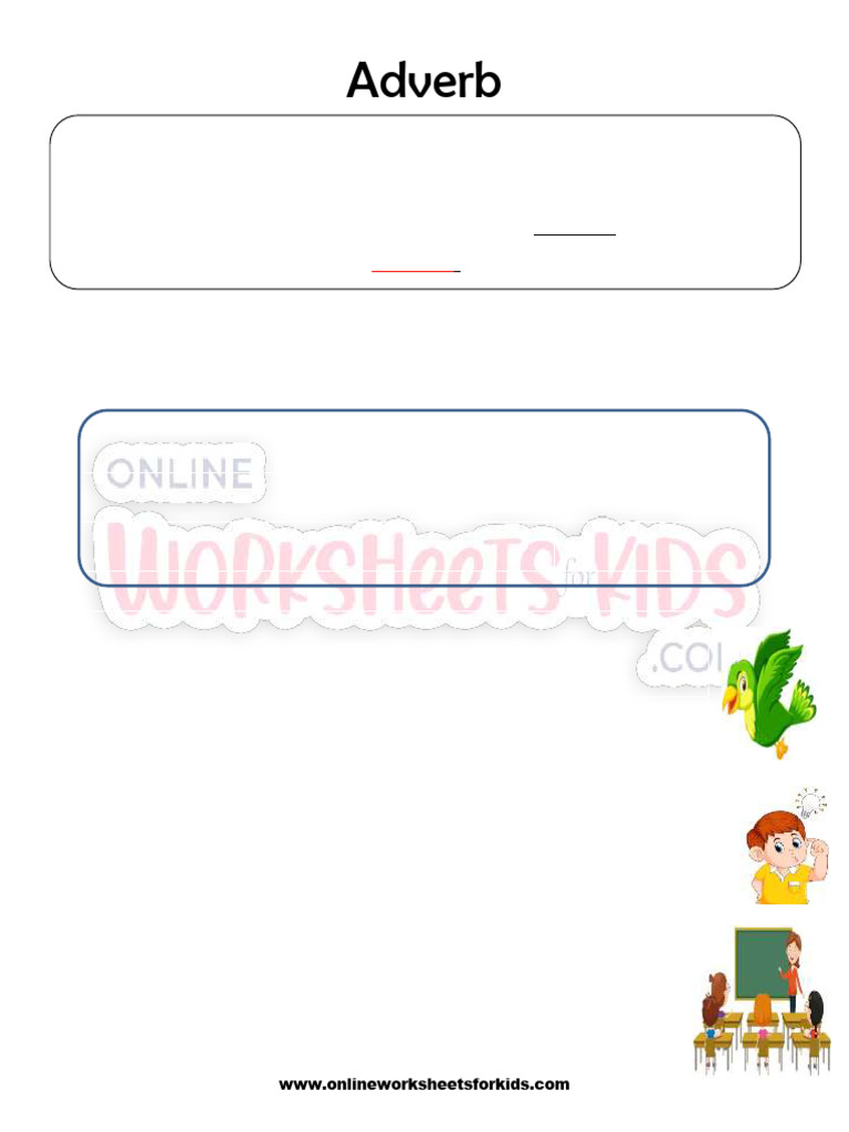 Adverb Worksheet For Grade 1-3 | PDF