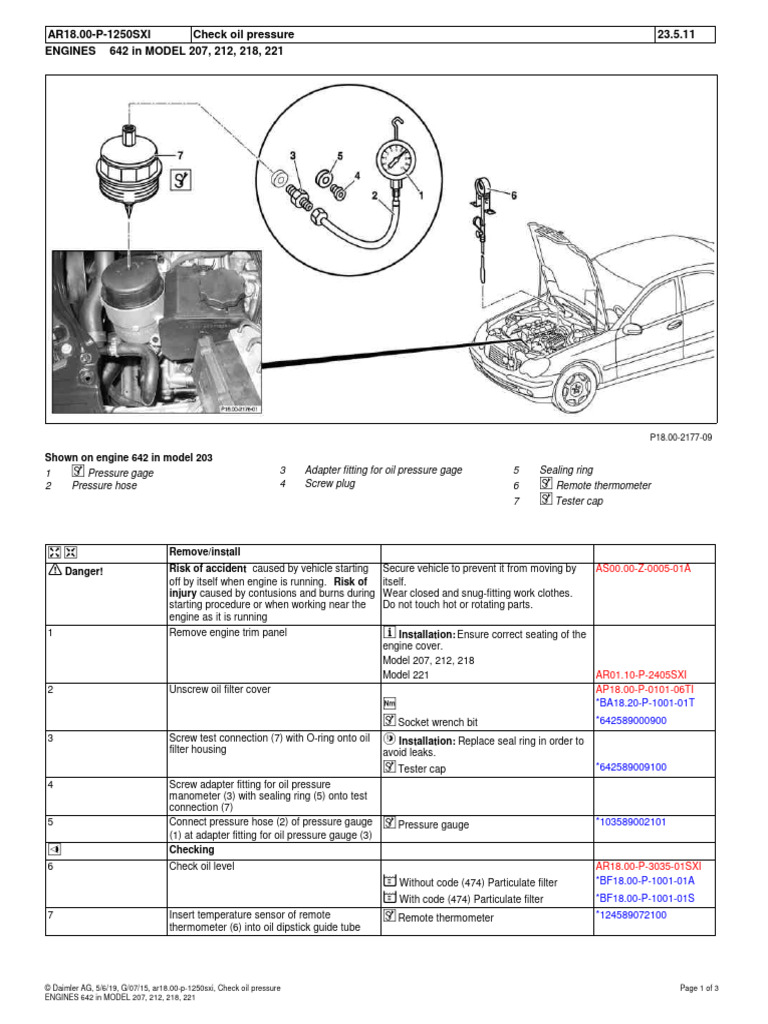 Verificare Presiune Ulei Om642 | PDF | Pressure Measurement | Motor Oil
