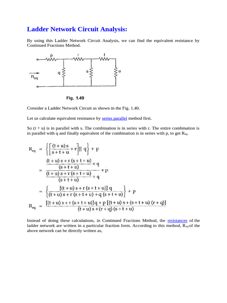 Ladder Network Circuit Analysis | PDF