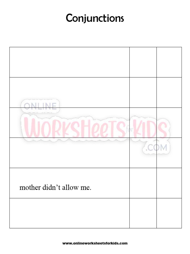 Conjunction Worksheets 1st Grade 10 | PDF