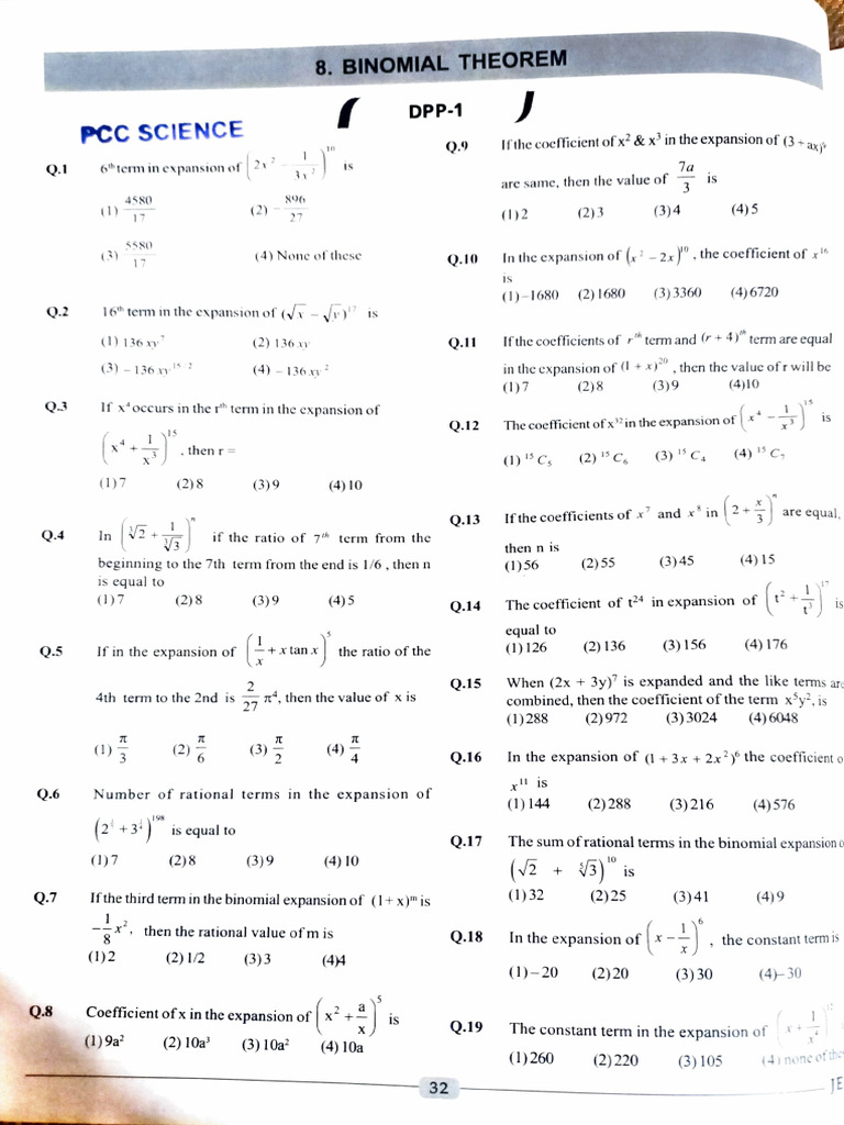 Binomial Expansion and Coefficients Guide | PDF | Discrete Mathematics ...