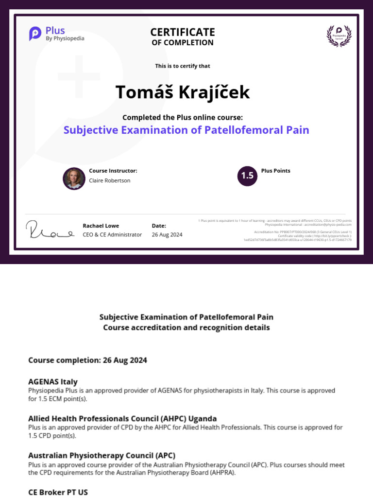 certificate PFS | PDF | Physical Therapy | Health Care
