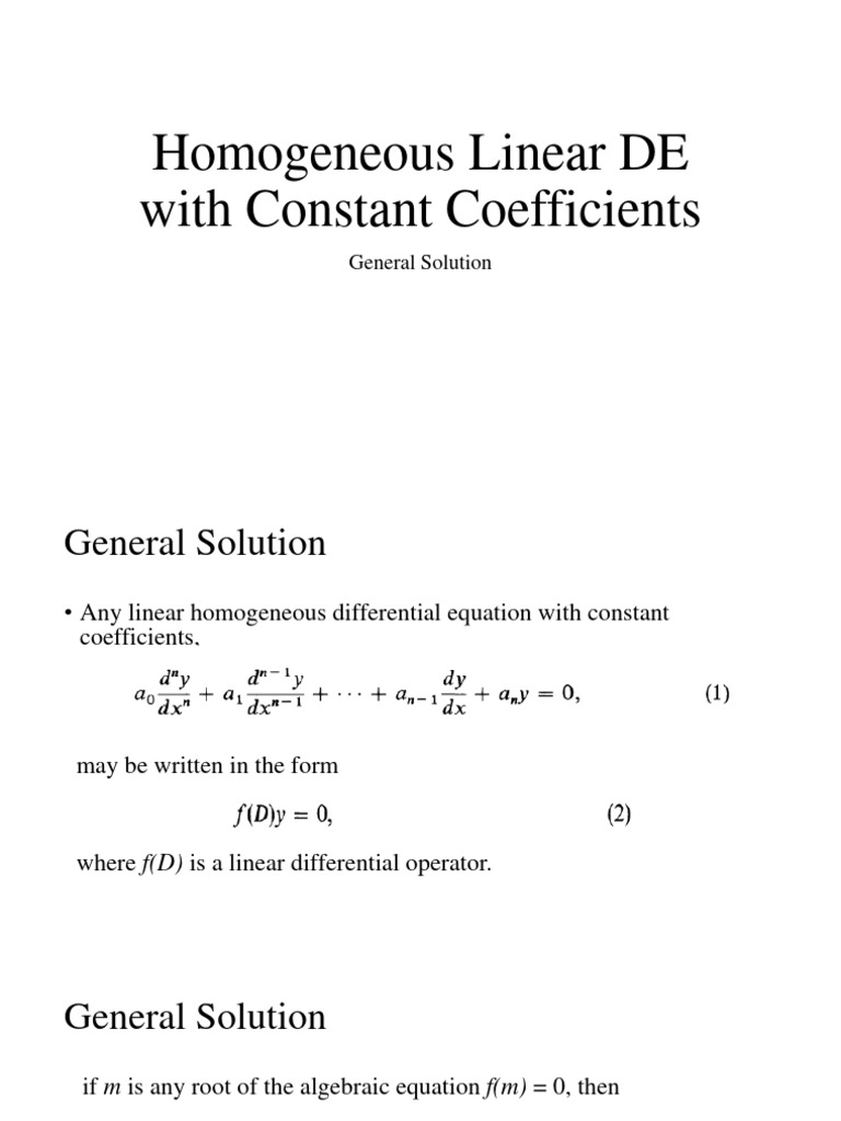 Homogeneous Linear DE With Constant Coefficients | PDF | Applied Mathematics | Abstract Algebra