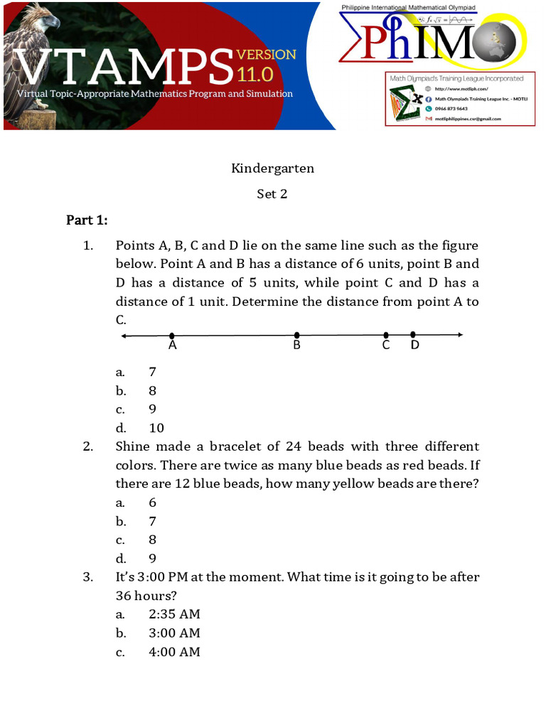 Phimo Math Oylmpic - Kindergarten Set 2 | PDF